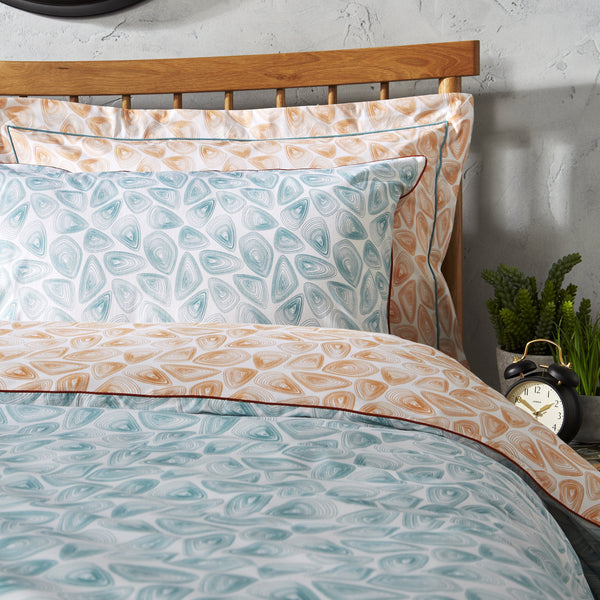 Home Modern Design Hive Contrast Piping Duvet Set - Teal & Orange | Bed ...