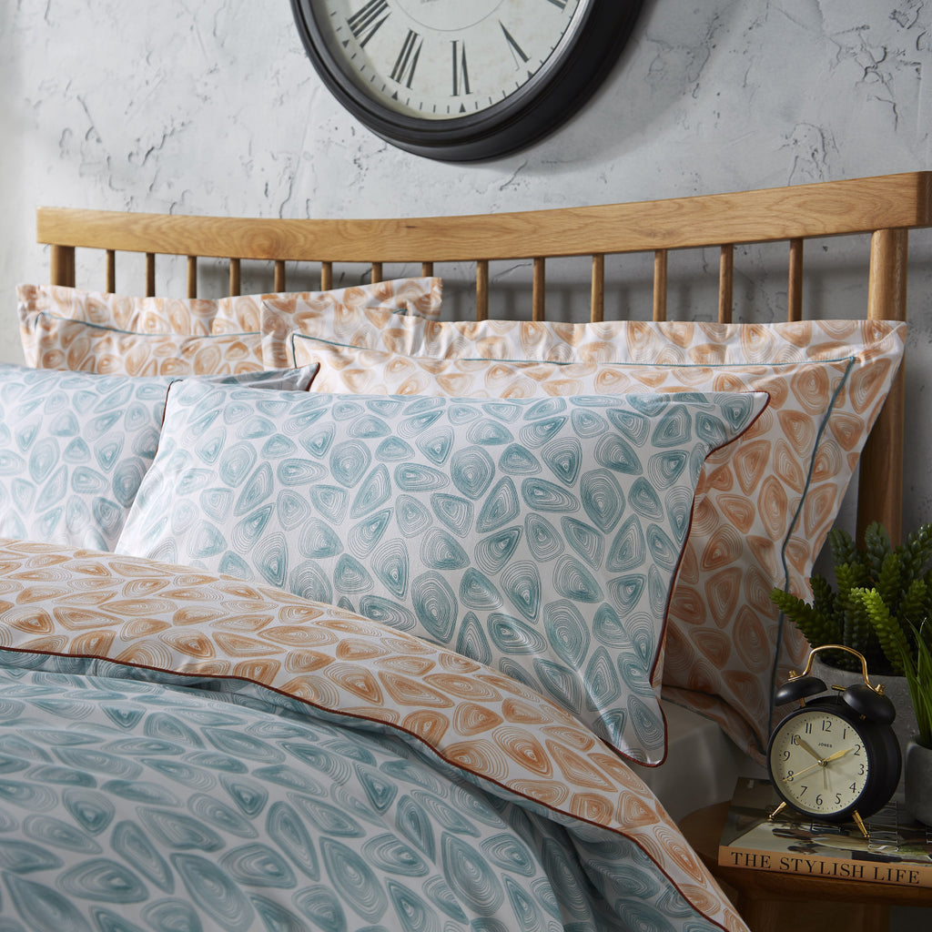 Home Modern Design Hive Contrast Piping Duvet Set - Teal & Orange | Bed ...