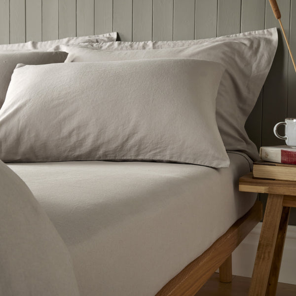 Stone Linen Blend Fitted Sheet | Bed & Bath Emporium – Bed and Bath ...