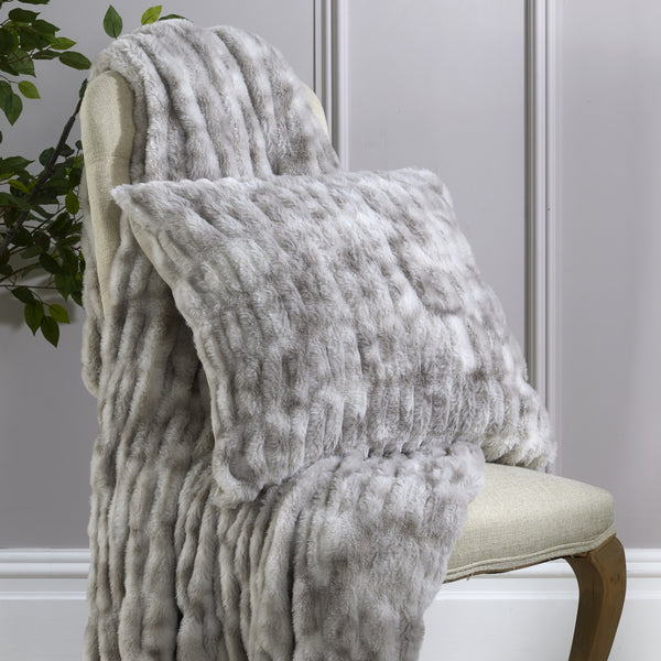 Grey Ruffled Faux Fur Throw | Bed & Bath Emporium – Bed and Bath Emporium
